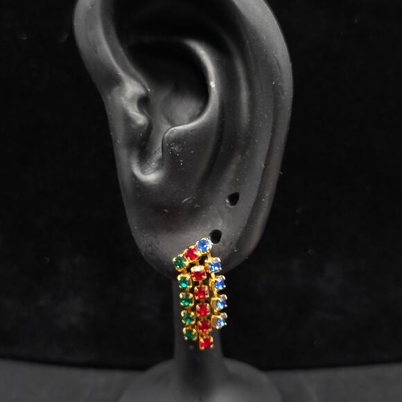 Unknown | Jewelry | Multicolor Rhinestone Earrings Dangle Drop Pierced ...